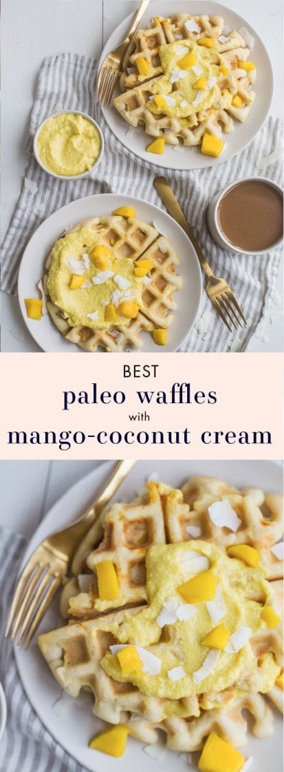 Best Paleo Waffles with Mango-Coconut Cream