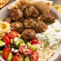 Gyro Bowls (Meatballs with Tzatziki, Lemon Rice, and Cucumber Salad ...